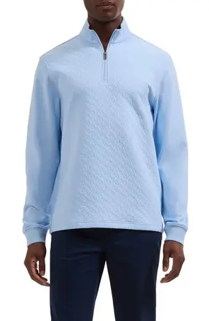 Bugatchi Diamond Quilted Quarter Zip Pullover Sky