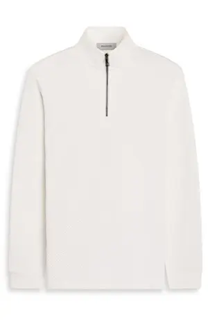 Bugatchi Soft Touch Quarter Zip Sweater - Chalk