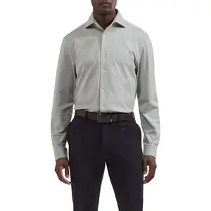 Bugatchi Devon Ooohcotton® Houndstooth Button-up Shirt Avocado