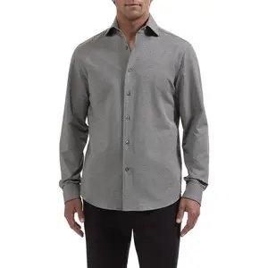 Bugatchi Devon Ooohcotton® Houndstooth Button-up Shirt - Black