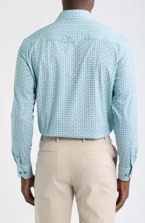 Bugatchi James Ooohcotton® Printed Button-up Shirt - Seafoam