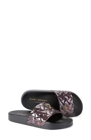 Kurt Geiger Meena Eagle Faux Leather Slide Sandal