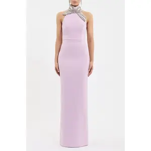 Rebecca Vallance Yolanda Embellished Halter Gown