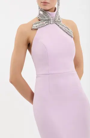 Rebecca Vallance Yolanda Embellished Halter Gown