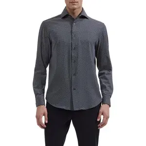 Bugatchi Devon Ooohcotton® Print Button-up Shirt - Navy