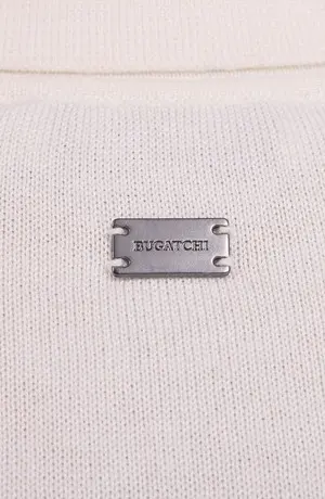 Bugatchi Short Sleeve Cable Knit Button-up Sweater - Chalk