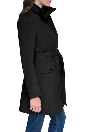 Andrew Marc Tinsley Belted Softshell Trench Coat - Black