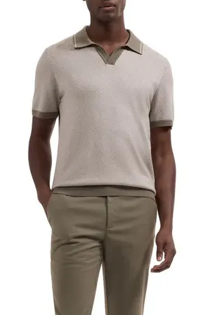 Bugatchi Johnny Collar Short Sleeve Sweater - Olive