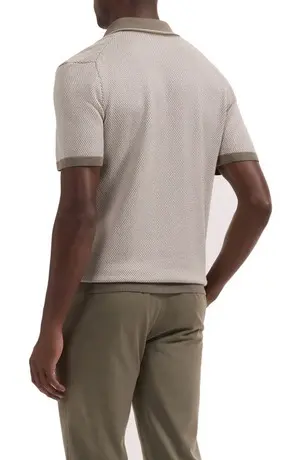 Bugatchi Johnny Collar Short Sleeve Sweater - Olive