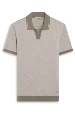 Bugatchi Johnny Collar Short Sleeve Sweater - Olive