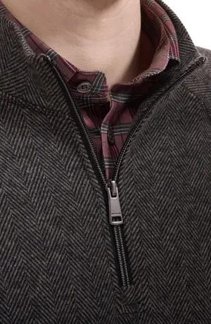 Bugatchi Herringbone Quarter Zip Knit Top