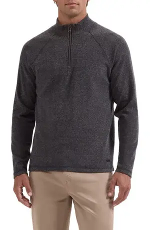 Bugatchi Herringbone Quarter-zip Knit Top - Navy