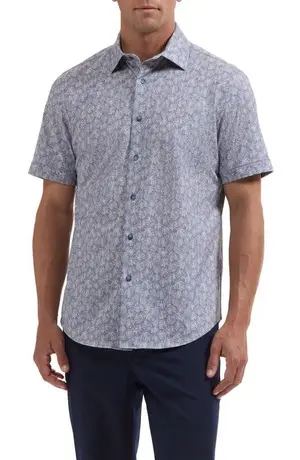 Bugatchi Miles Ooohcotton® Print Short Sleeve Button-up Shirt
