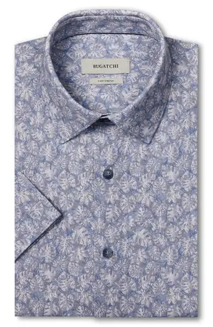 Bugatchi Miles Ooohcotton® Print Short Sleeve Button-up Shirt