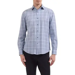 Bugatchi Devon Ooohcotton® Plaid Button-up Shirt - Hazy Blue