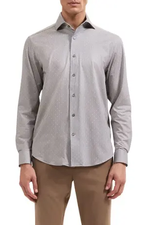Bugatchi Devon Ooohcotton® Stripe Button-up Shirt - Sand
