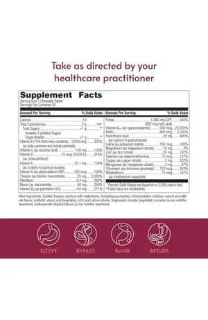 BARIATRIC ADVANTAGE Chewable Ultra Solo Once-per-day Daily Multivitamin Without Iron 30 Count