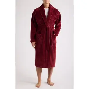Majestic International Textured Plush Shawl Robe - Cabernet