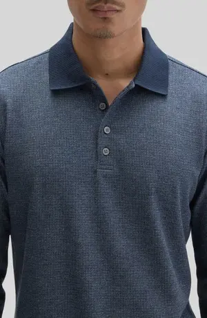 Robert Barakett Cayman Long Sleeve Polo - Dark Caspian