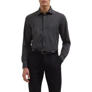 Bugatchi James Ooohcotton® Geo Print Button-up Shirt - Black