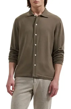 Bugatchi Cotton & Modal Polo Cardigan - Moss
