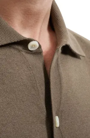 Bugatchi Cotton & Modal Polo Cardigan - Moss