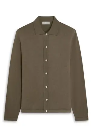 Bugatchi Cotton & Modal Polo Cardigan - Moss