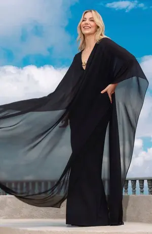 Betsy & Adam Cape Back Caftan Maxi Dress