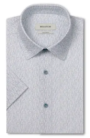 Bugatchi Miles Ooohcotton® Print Short Sleeve Button-up Shirt