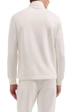 Bugatchi Soft Touch Quilted Quarter Zip Pullover - Chalk