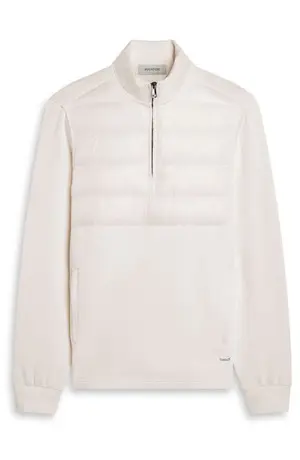 Bugatchi Soft Touch Quilted Quarter Zip Pullover - Chalk