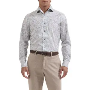 Bugatchi Devon Ooohcotton® Print Button-up Shirt - Avocado