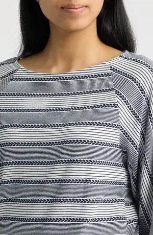 Bobeau Raglan Stripe Knit Top