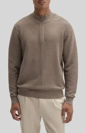Robert Barakett Gonzalo Quarter Zip Cotton Sweater - Sequoia