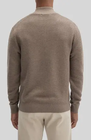 Robert Barakett Gonzalo Quarter Zip Cotton Sweater - Sequoia