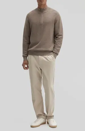 Robert Barakett Gonzalo Quarter Zip Cotton Sweater - Sequoia