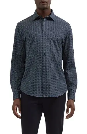 Bugatchi James Ooohcotton Long Sleeve Button Up Shirt - Navy