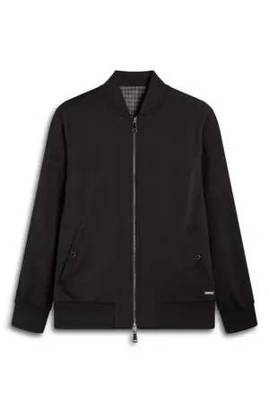 Bugatchi Soft Touch Knit Bomber Jacket - Black