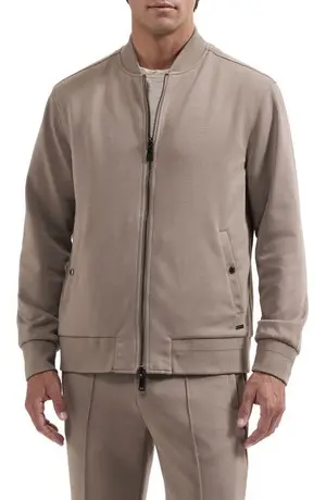 Bugatchi Soft Touch Knit Bomber Jacket - Walnut