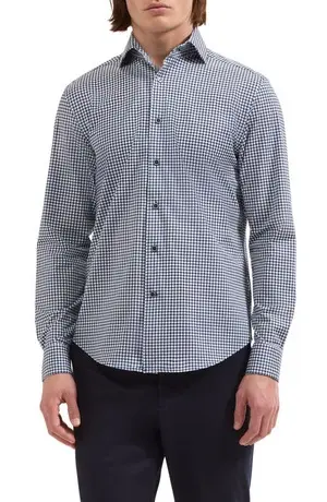 Bugatchi Devon Ooohcotton® Print Button-up Shirt - Navy