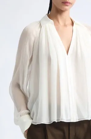 Vince Sheer Top With Opaque Details