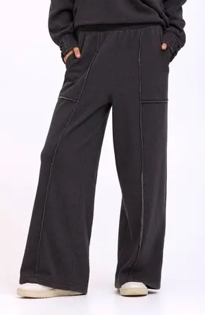 THREADS 4 THOUGHT Sigourney Mineral Wash Wide Leg Pants - Black