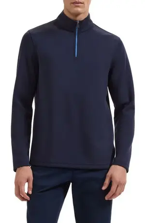 Bugatchi Soft Touch Quarter Zip Knit Top - Navy