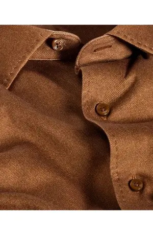 David Donahue Solid Long Sleeve Pima Cotton Button Up Shirt