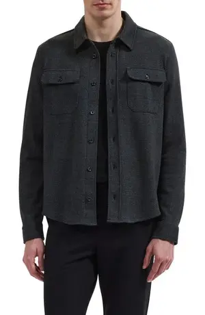 Bugatchi Long Sleeve Knit Button Down Shirt - Black