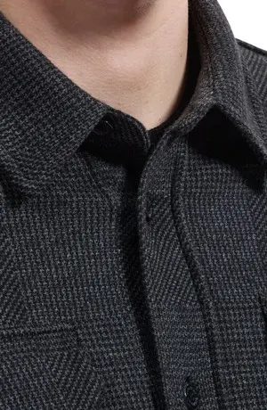 Bugatchi Long Sleeve Knit Button Down Shirt - Black