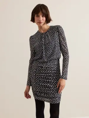 PHASE EIGHT Teodroa Ruched Polka Dot Mini Dress