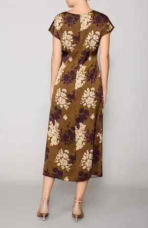 MELLODAY Cap Sleeve Satin Midi Dress