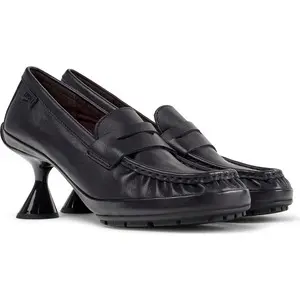 Camper Leather Moccasin Pump Black