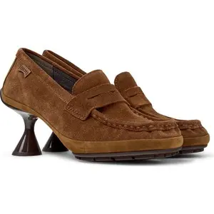 Camper Leather Moccasin Pump - Medium Brown